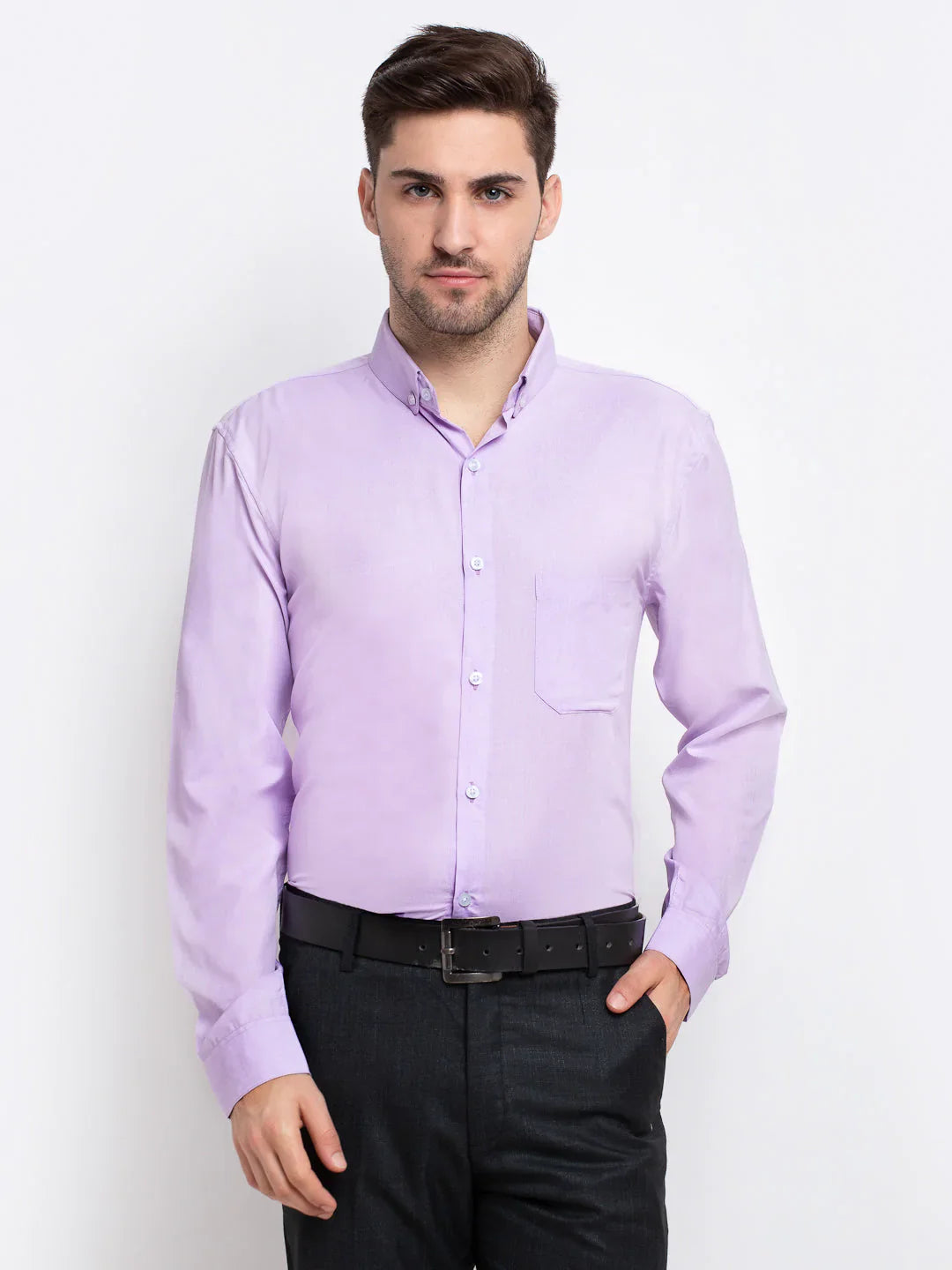 Jainish Purple Men's Button Down Collar Cotton Formal Shirt ( SF 785Li