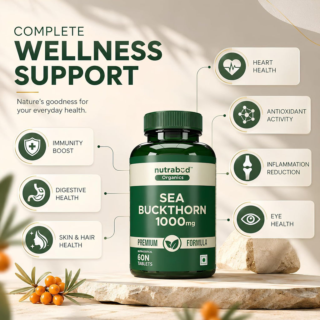 Nutrabud Organics Sea Buckthorn Berry Powder 1000mg - 60 Veg Tablets