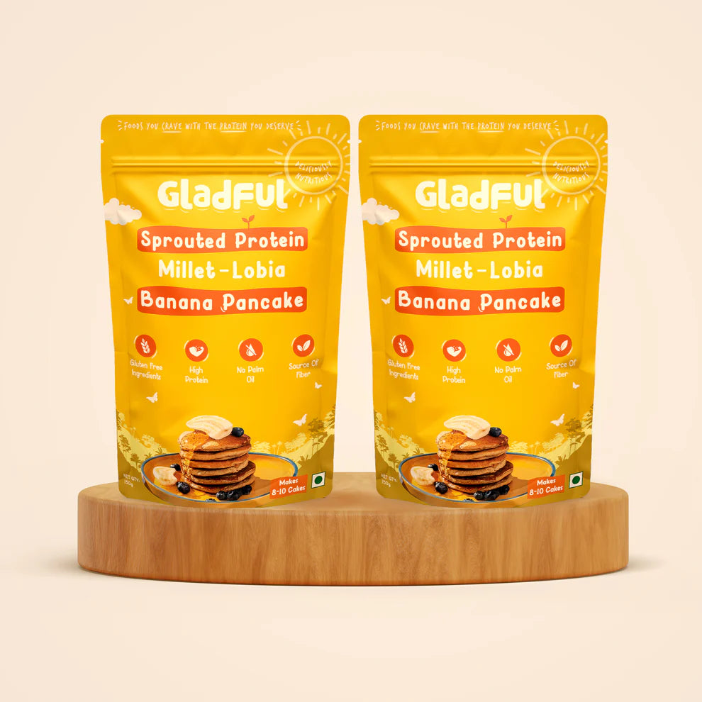 Gladful Banana Millet Pancake Mix with Sprouted Millets & Lobia Masoor