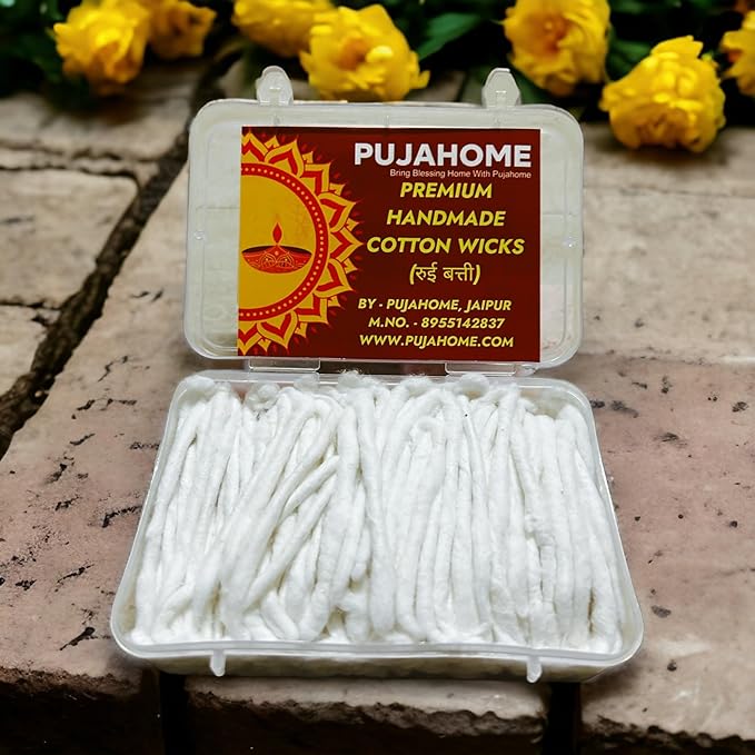 Round Long Cotton Wicks Box Pack Handmade Lambi Diya Batti for Pooja A
